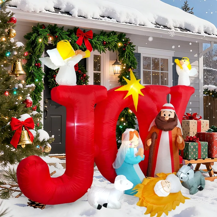 8 FT Christmas Inflatables Nativity Scene Outdoor Decoration, Christian ...