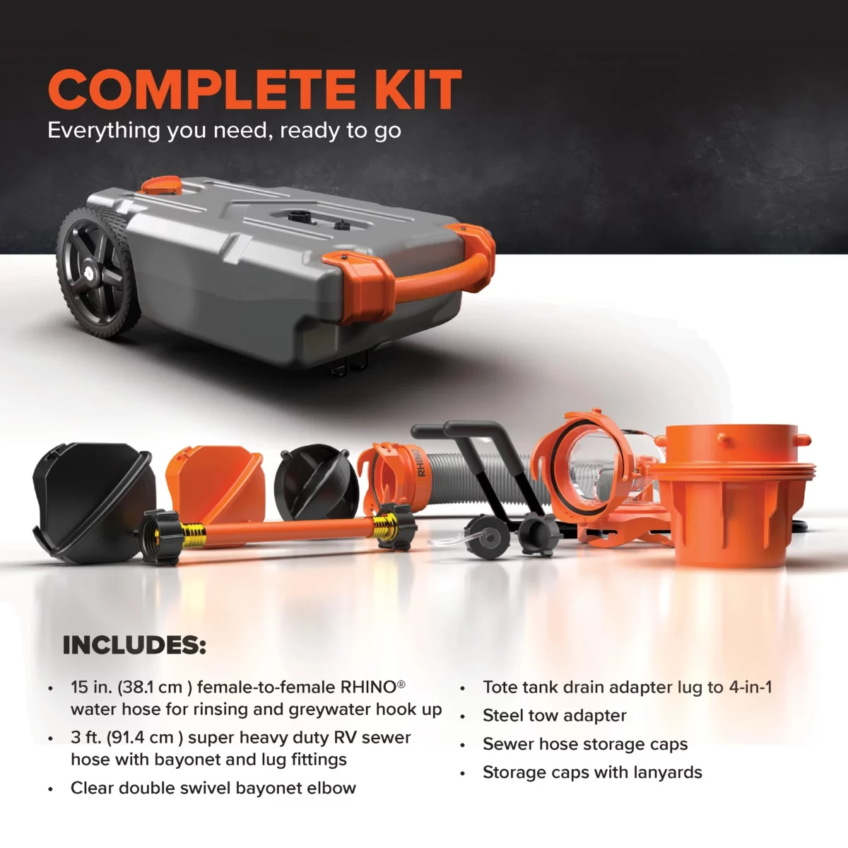 Camco Rhino 15-Gallon Portable RV Waste Tote Tank – Heavy-Duty ...