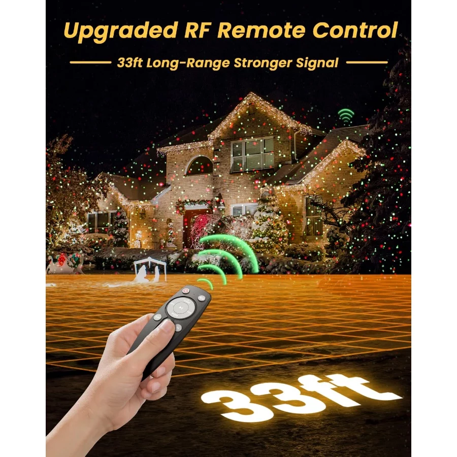 Outdoor Christmas Projector Lights with 9 Patterns, Remote & Timer ...