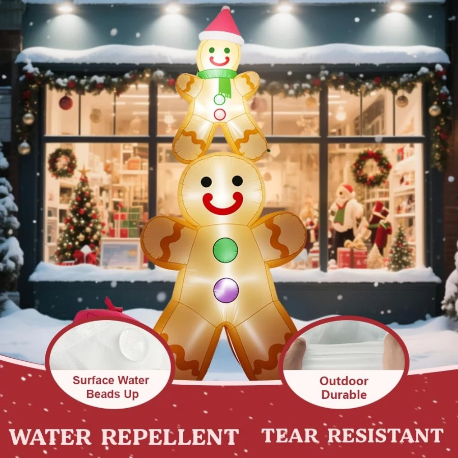 GARIG 10FT Blow Up Christmas Gingerbread Father and Son Inflatable with ...