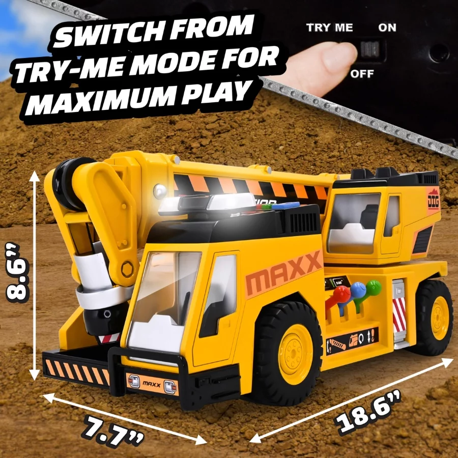Maxx Action 3-in-1 27" Crane Truck – Realistic Construction Vehicle for ...