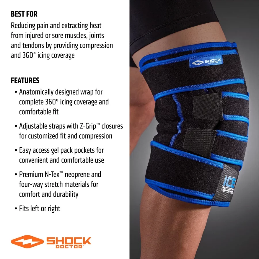 Shock Doctor Ice Recovery Compression Knee Wrap – Cold Therapy Brace ...
